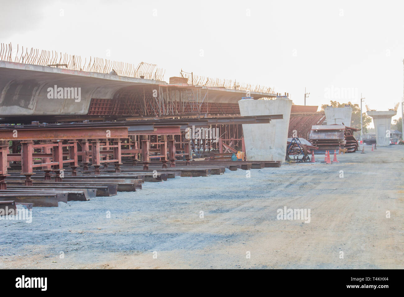 The cross bridge construction for transportation support Stock Photo ...