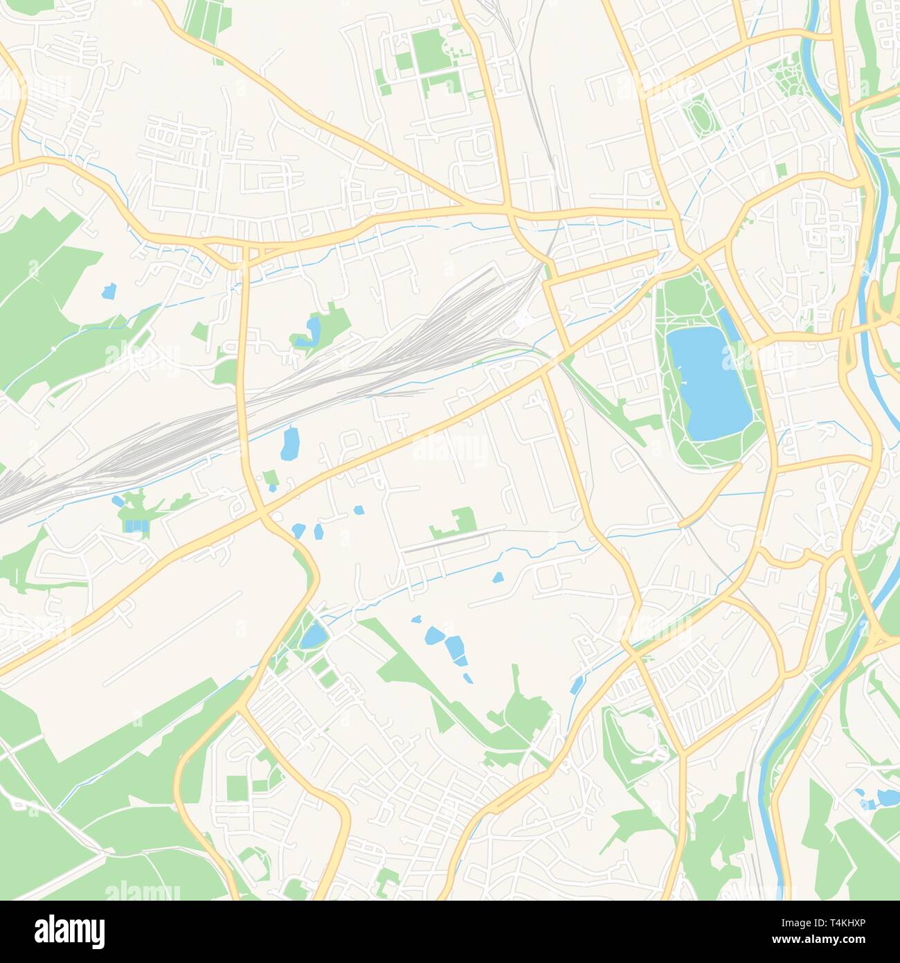 Printable map of Zwickau, Germany with main and secondary roads and ...