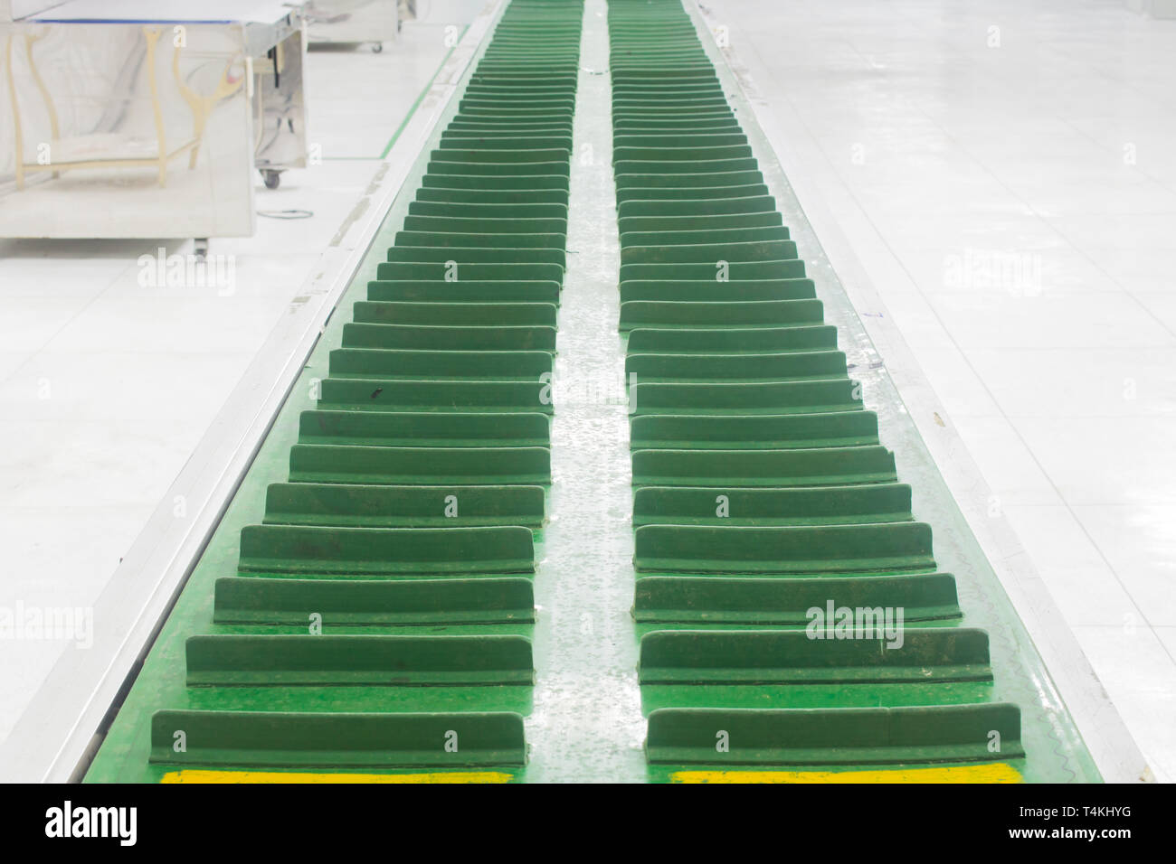 The conveyor chain, and conveyor belt on production line set up in ...