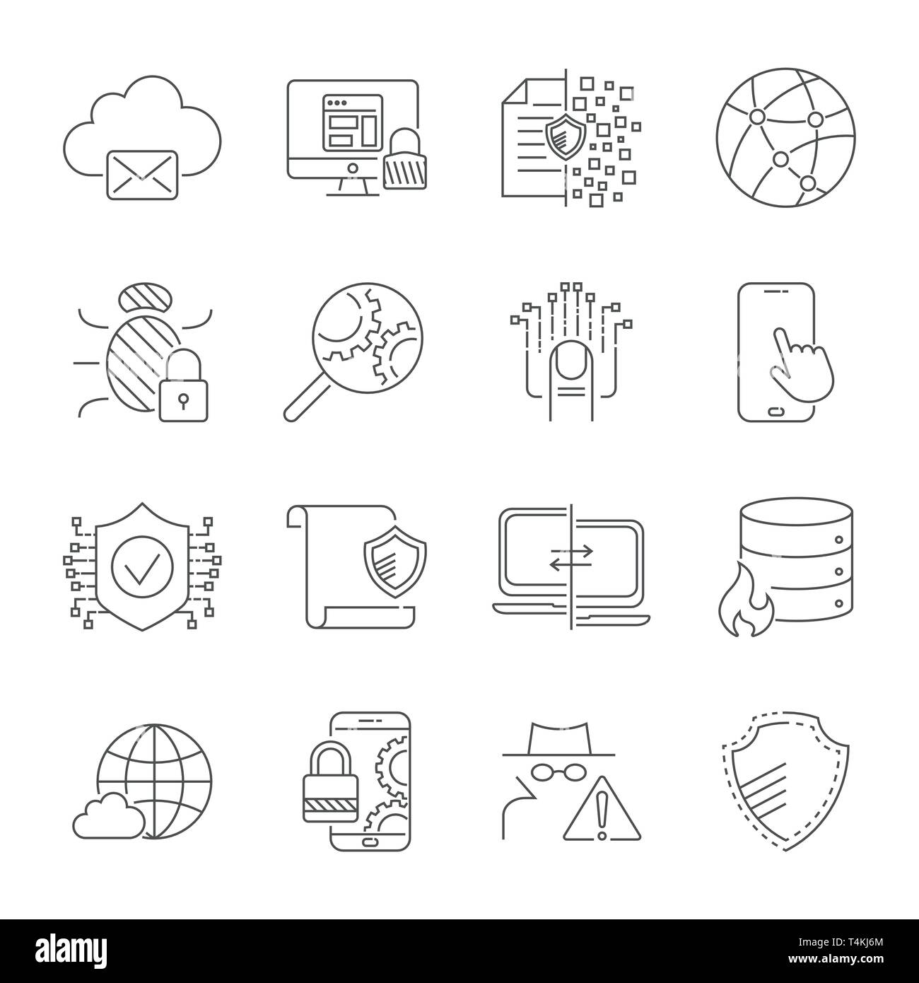 Data protection and security network icons set. Editable Stroke. EPS 10 ...