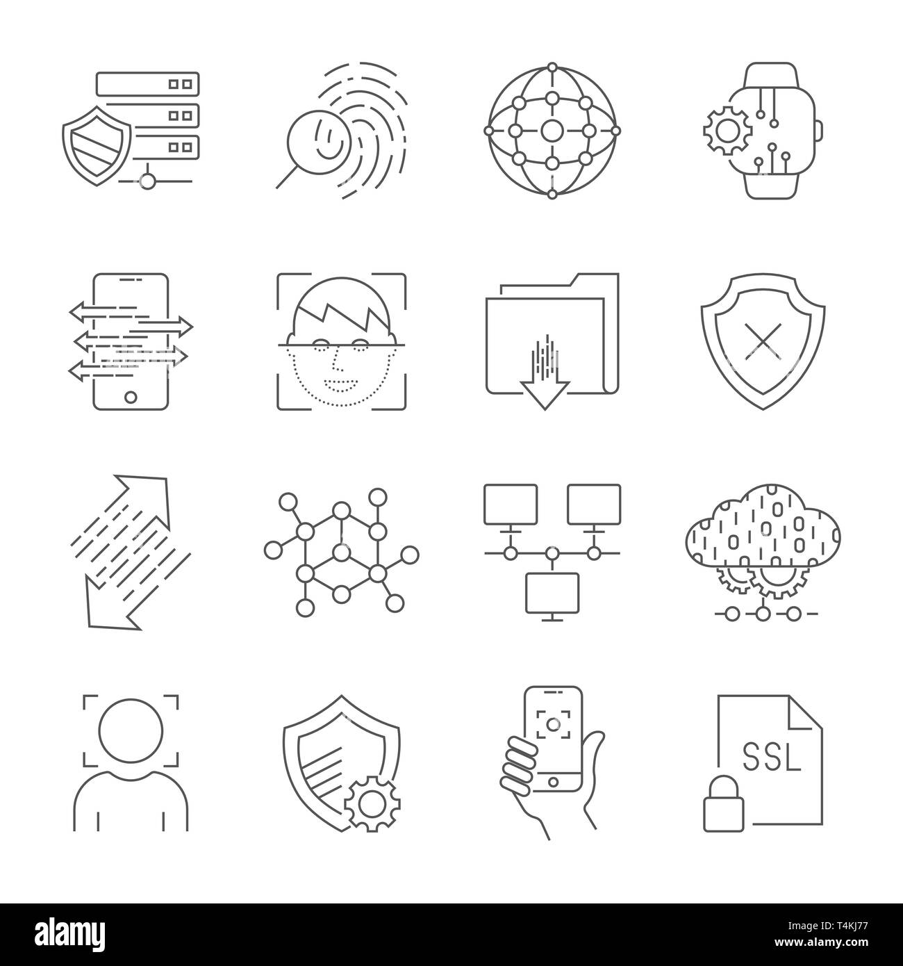 Personal data protection icons, secure account login, user interface ...