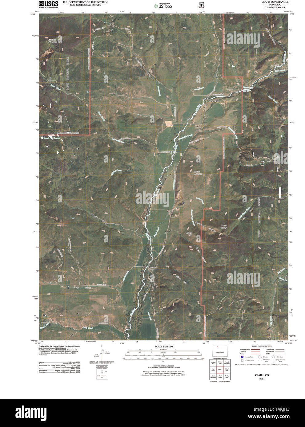 USGS TOPO Map Colorado CO Clark 20110105 TM Restoration Stock Photo - Alamy