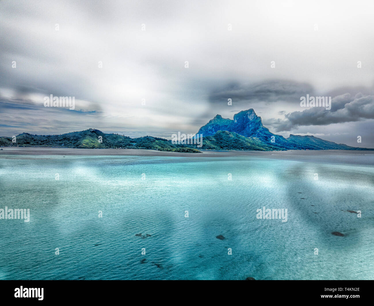 Bora Bora aerial landscape french polynesia panorama blue lagoon Stock ...