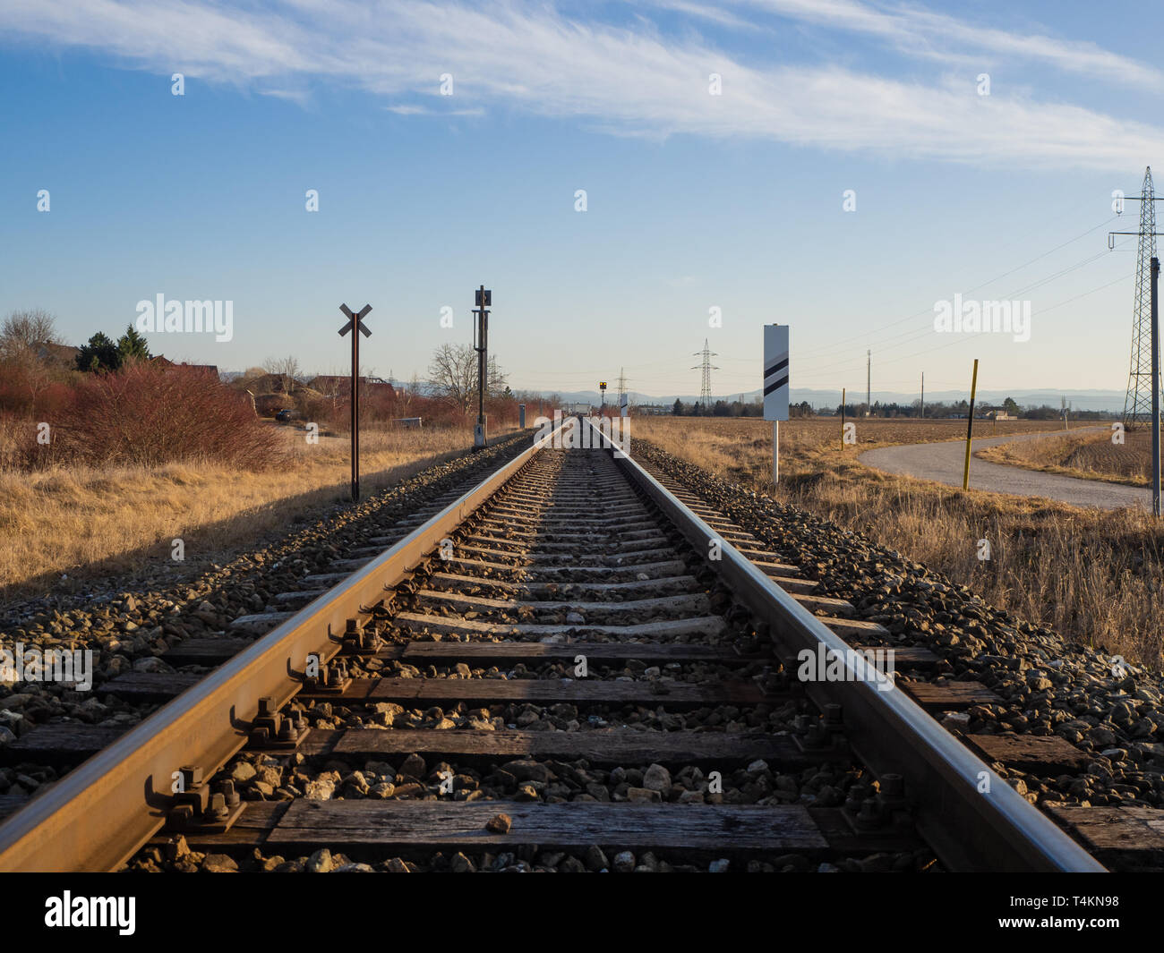 Railway track landscape Stock Photo - Alamy