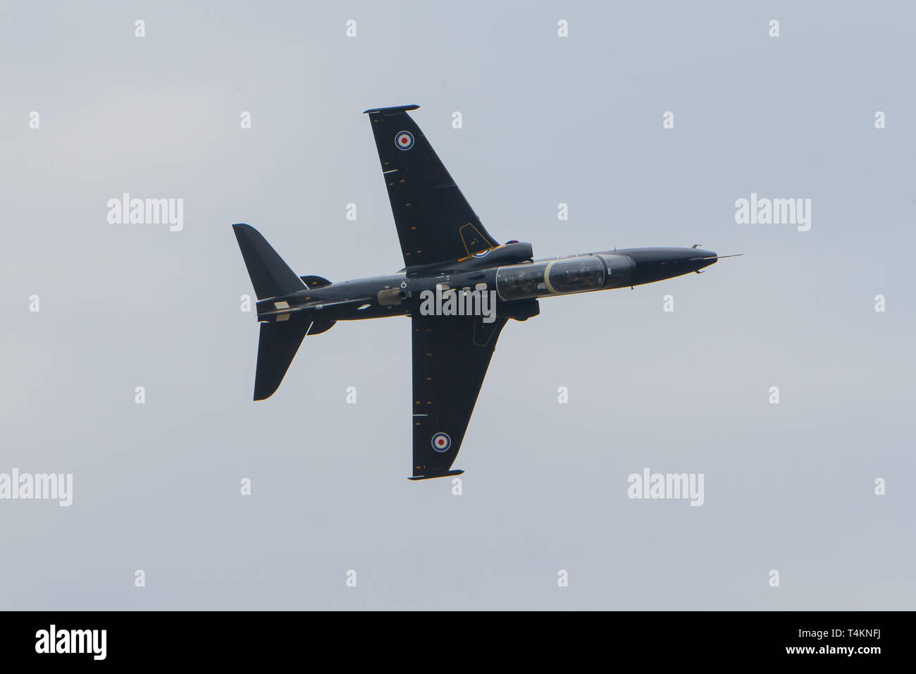 An RAF Hawk makes a training light through Mach Loop, Wales, UK Stock ...