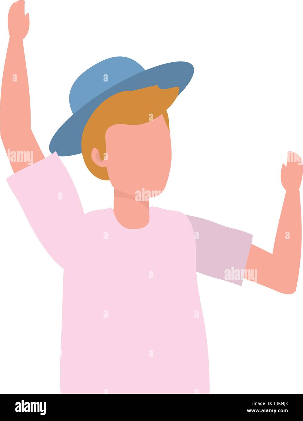 young man raised hands cartoon vector illustration graphic design Stock ...