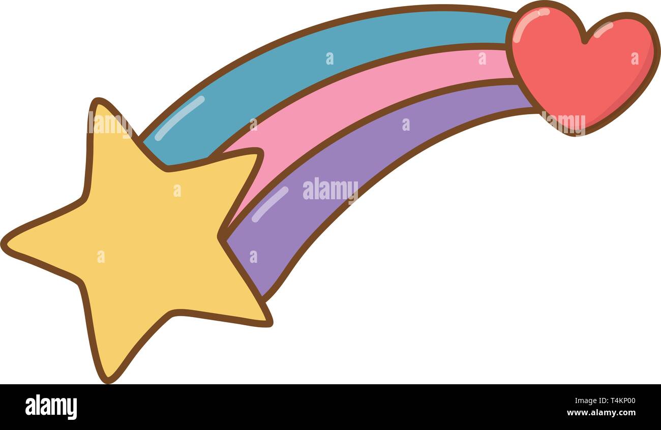 shooting star and heart icon cartoon vector illustration graphic design ...