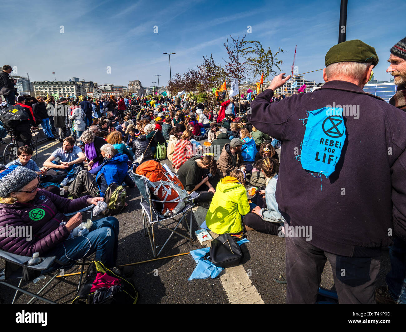 Extinction rebellion Protest on Waterloo Bridge in Central London. The ...