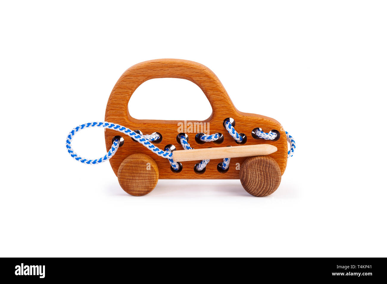 Photo of a wooden car lacing truck made of beech on a white isolated ...