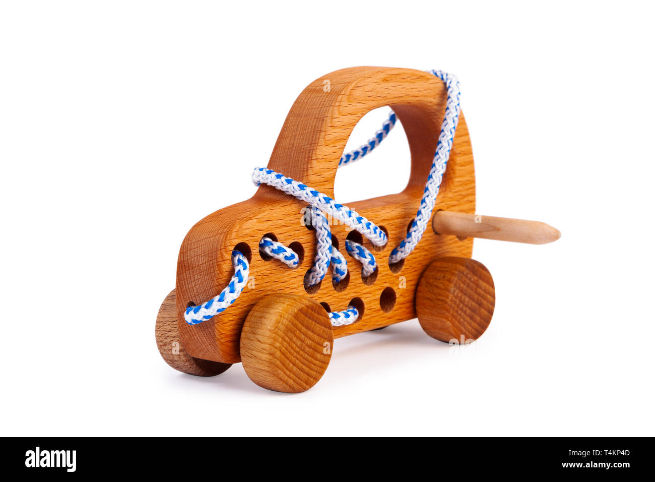 Photo of a wooden car lacing truck made of beech on a white isolated ...