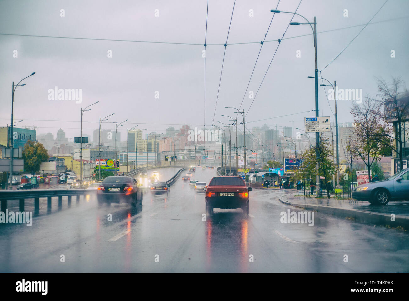 View to Downtown in the rain Stock Photo - Alamy