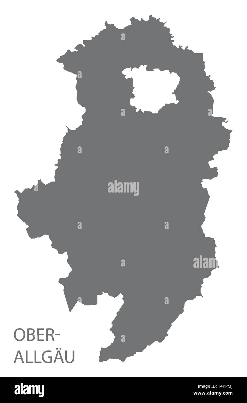 Oberallgaeu grey county map of Bavaria Germany Stock Vector Image & Art - Alamy