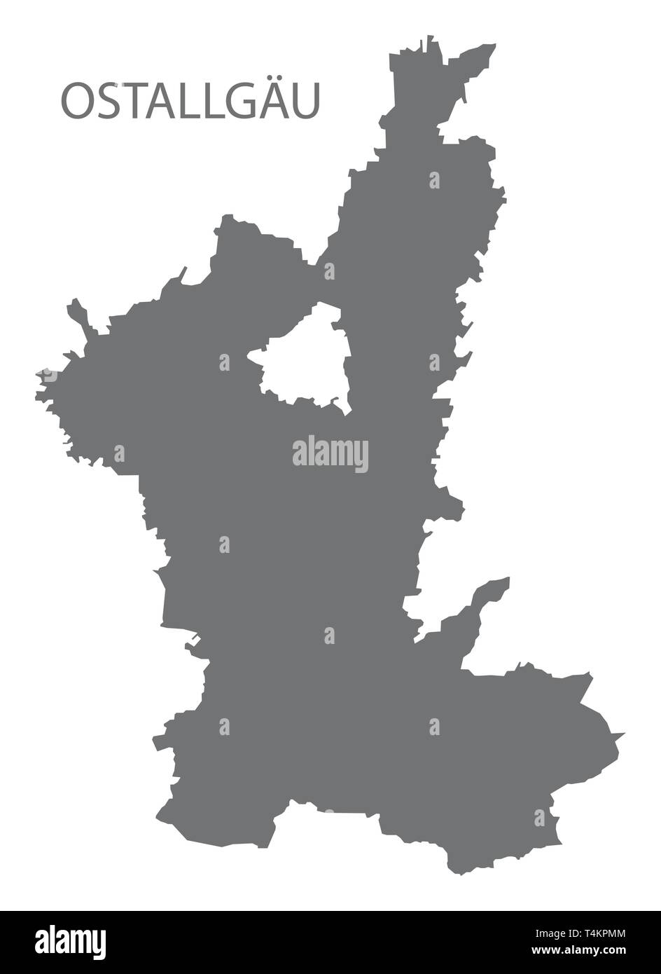 Ostallgaeu grey county map of Bavaria Germany Stock Vector Image & Art - Alamy