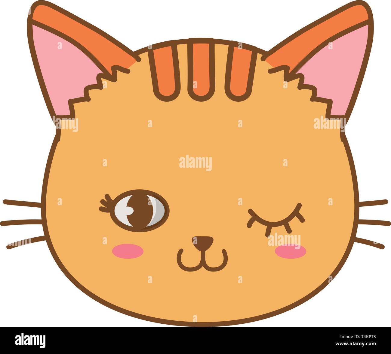 cat face wink eye icon cartoon vector illustration graphic design Stock ...