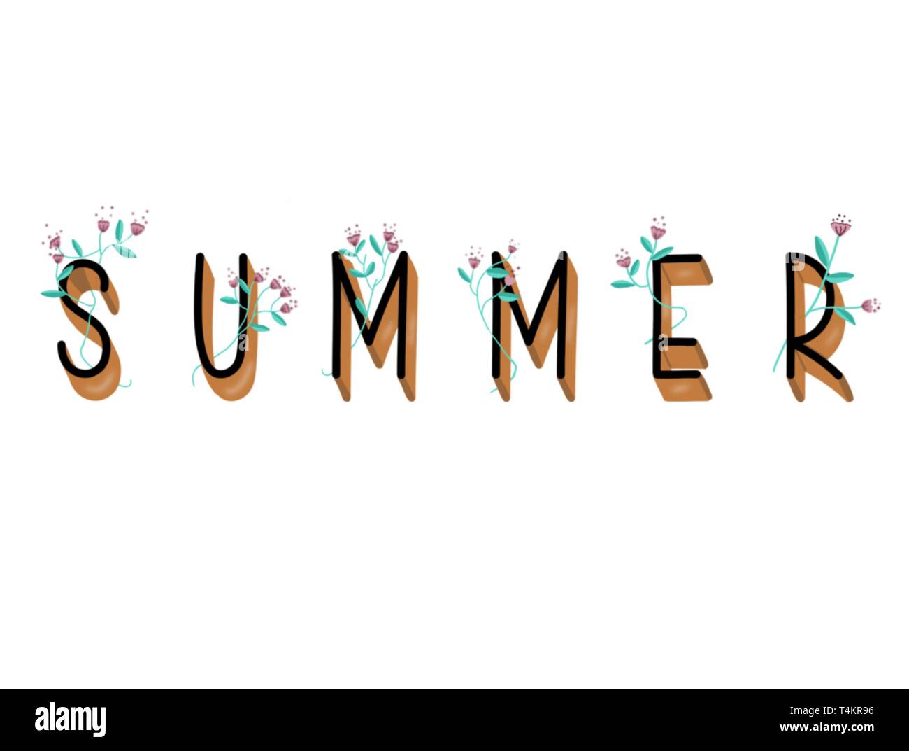Summer hand drawn lettering. Modern Design Illustration Stock Photo - Alamy