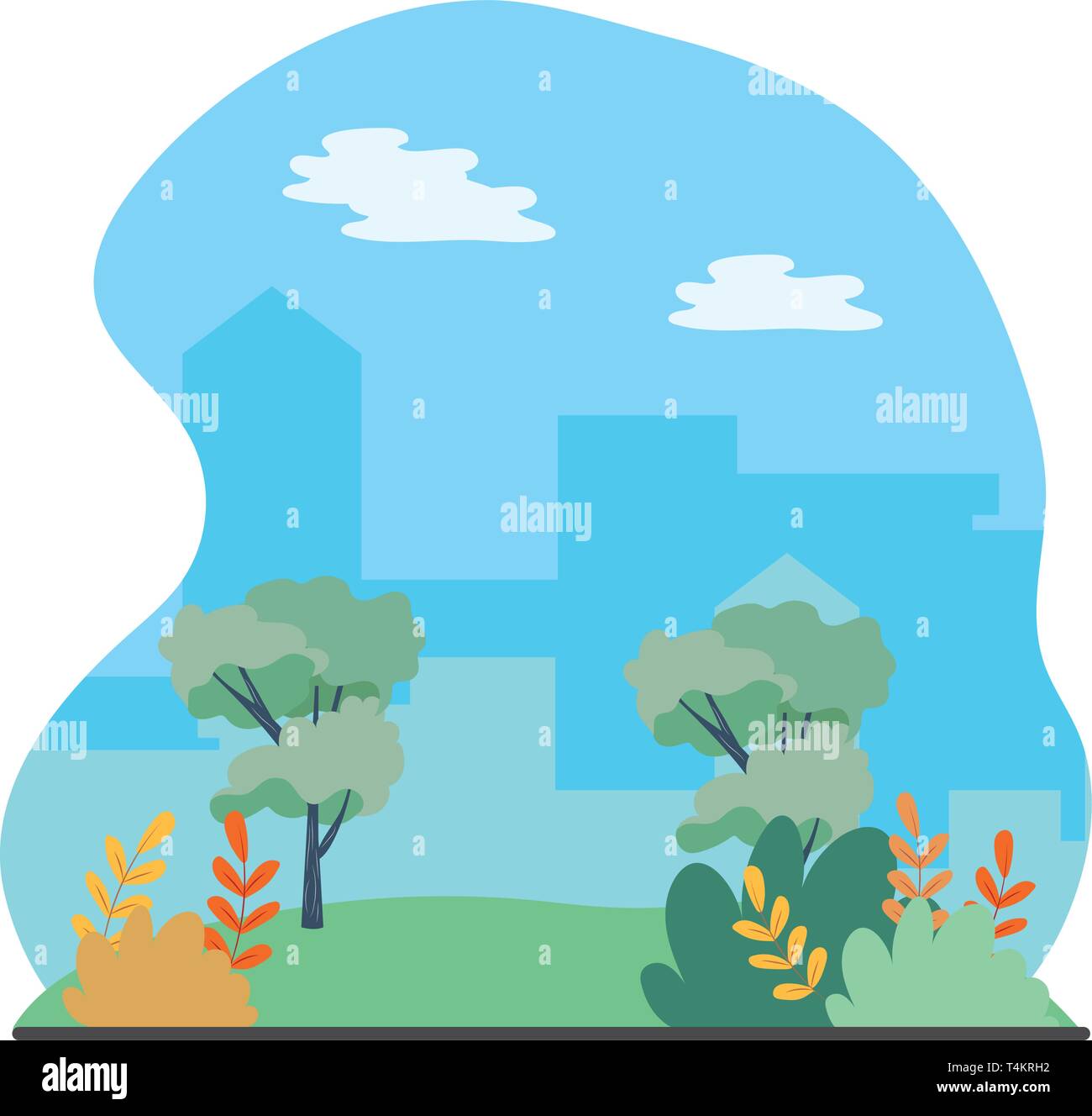 outdoor nature view scene landscape cartoon vector illustration graphic ...