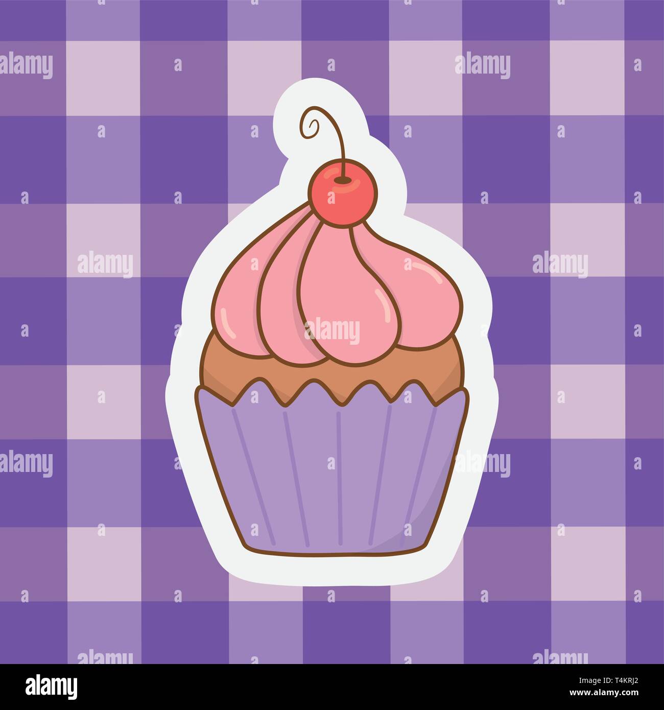 cute happy funny cupcake cartoon vector illustration graphic design ...