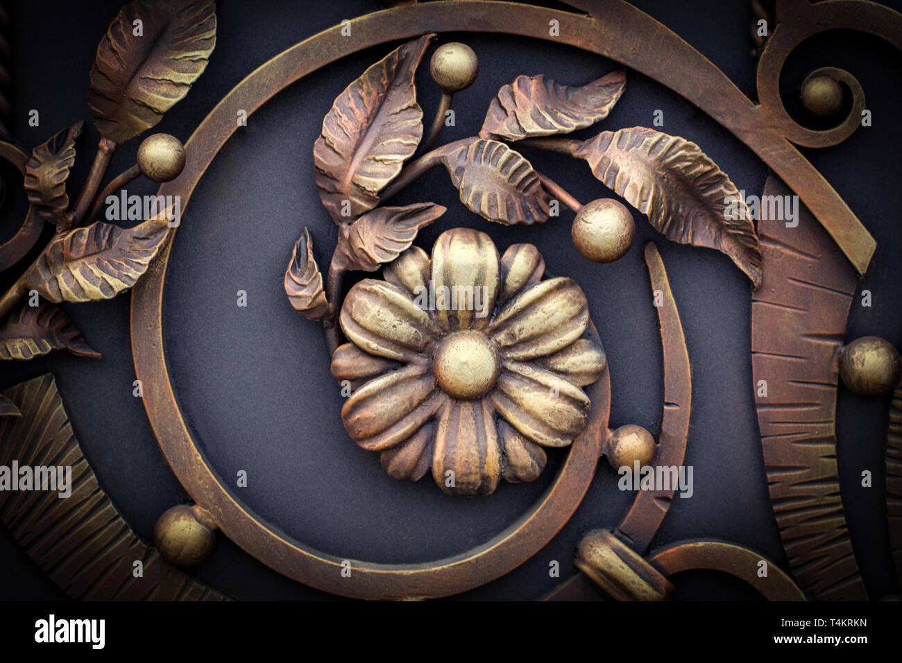 wrought-iron gates, ornamental forging, forged elements close-up Stock ...