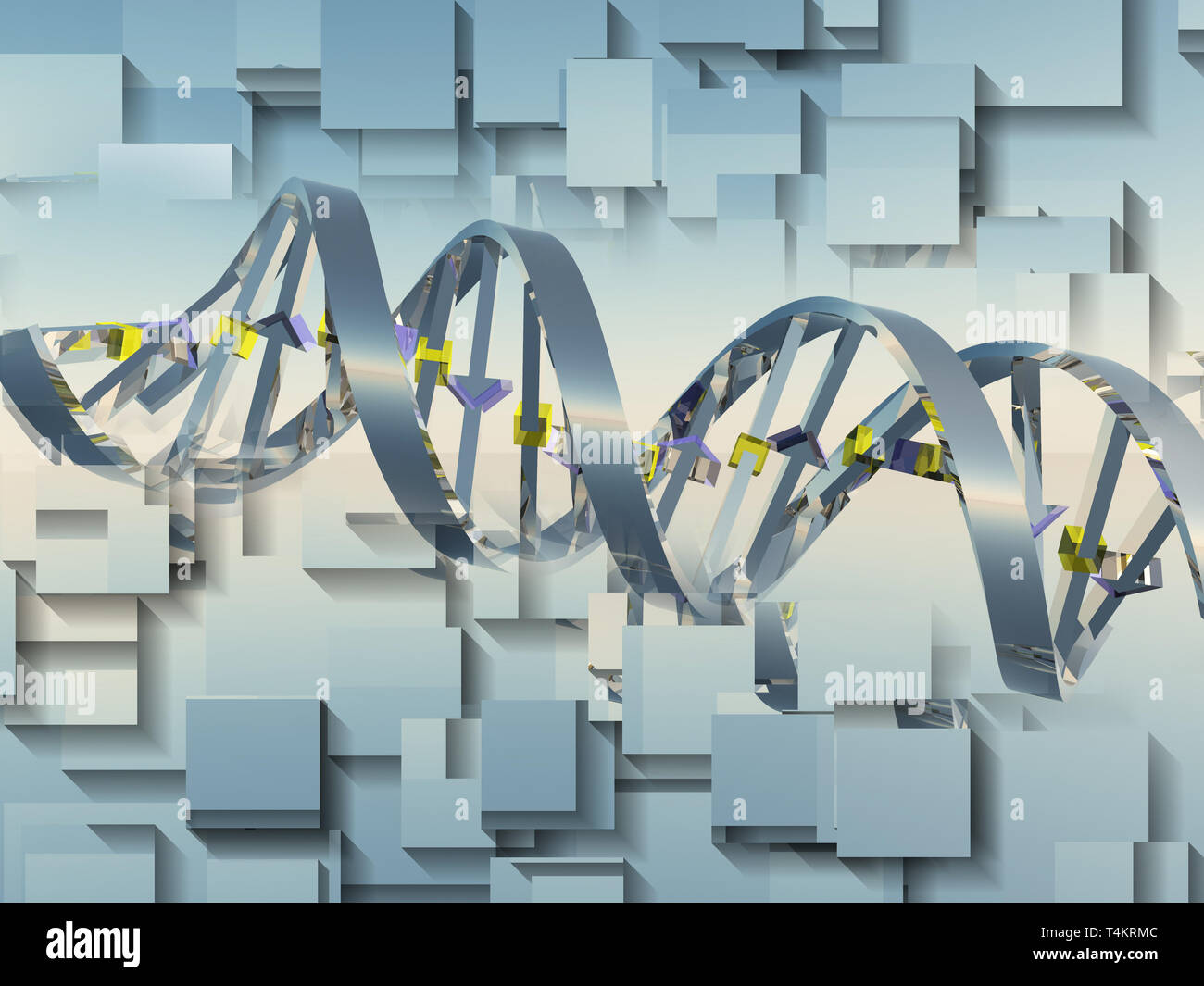 Digital art. DNA chain. Square overlapping layers Stock Photo - Alamy