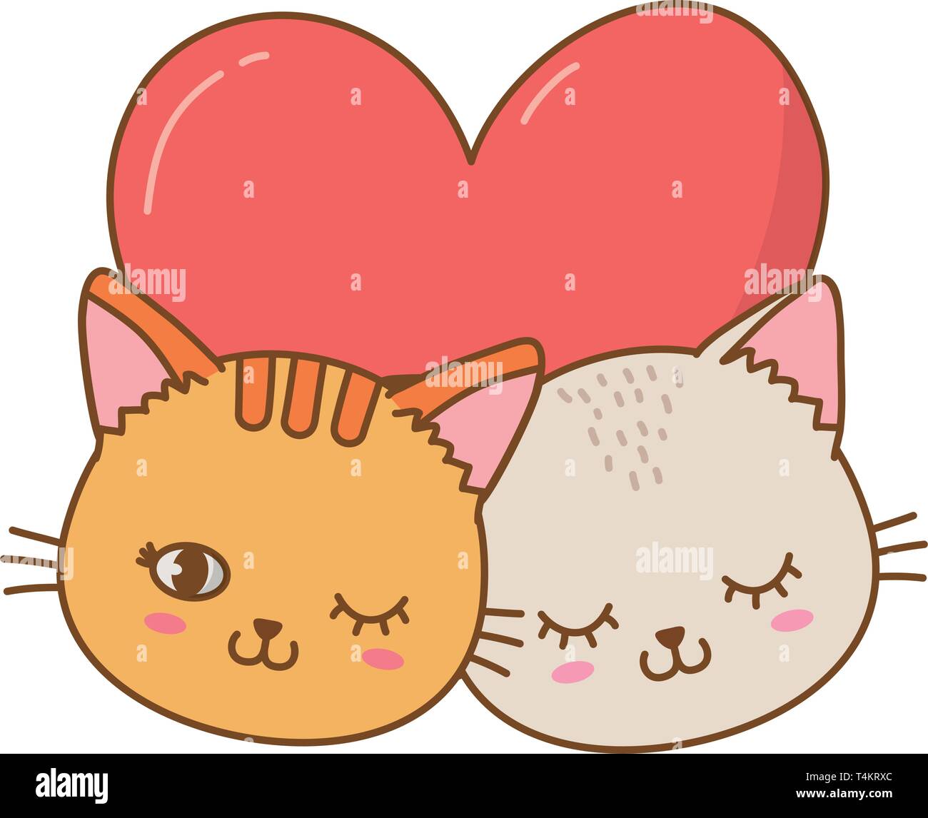 cats with heart icon cartoon vector illustration graphic design Stock ...