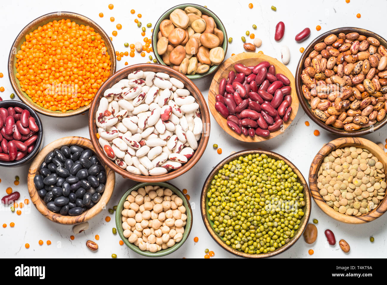 Legumes, lentils, chikpea and beans assortment on white Stock Photo - Alamy
