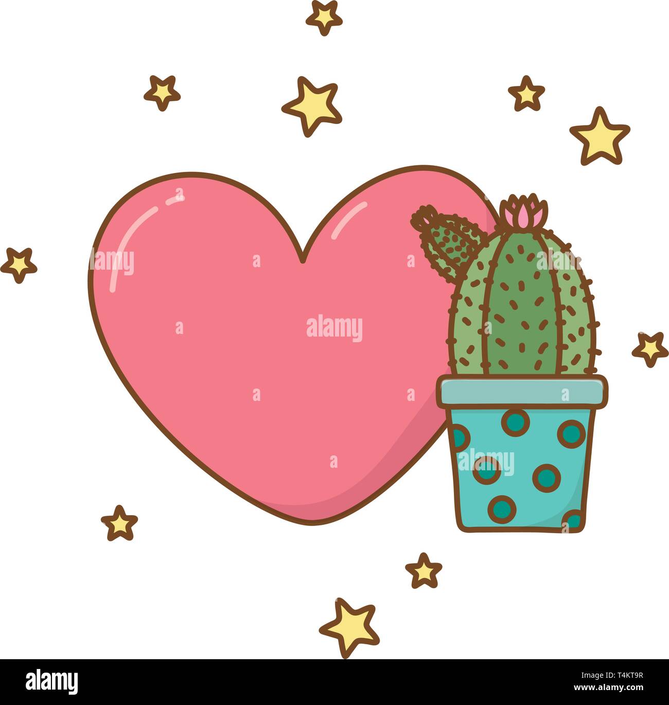 heart and cactus icon cartoon vector illustration graphic design Stock ...