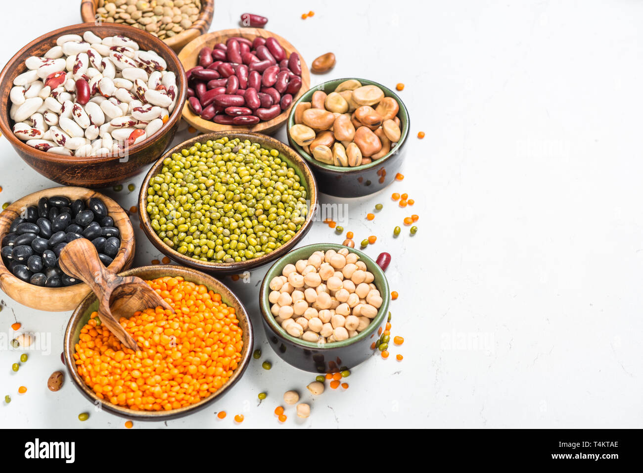 Legumes, lentils, chikpea and beans assortment on white Stock Photo - Alamy