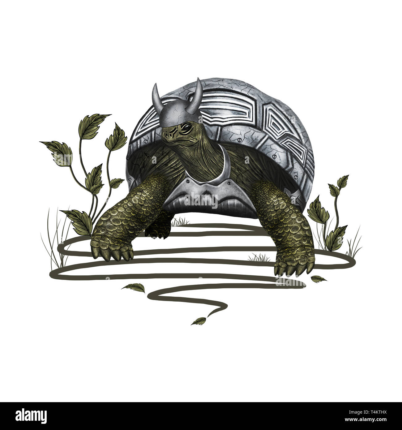 Digital art old turtle armor warrior Stock Photo - Alamy