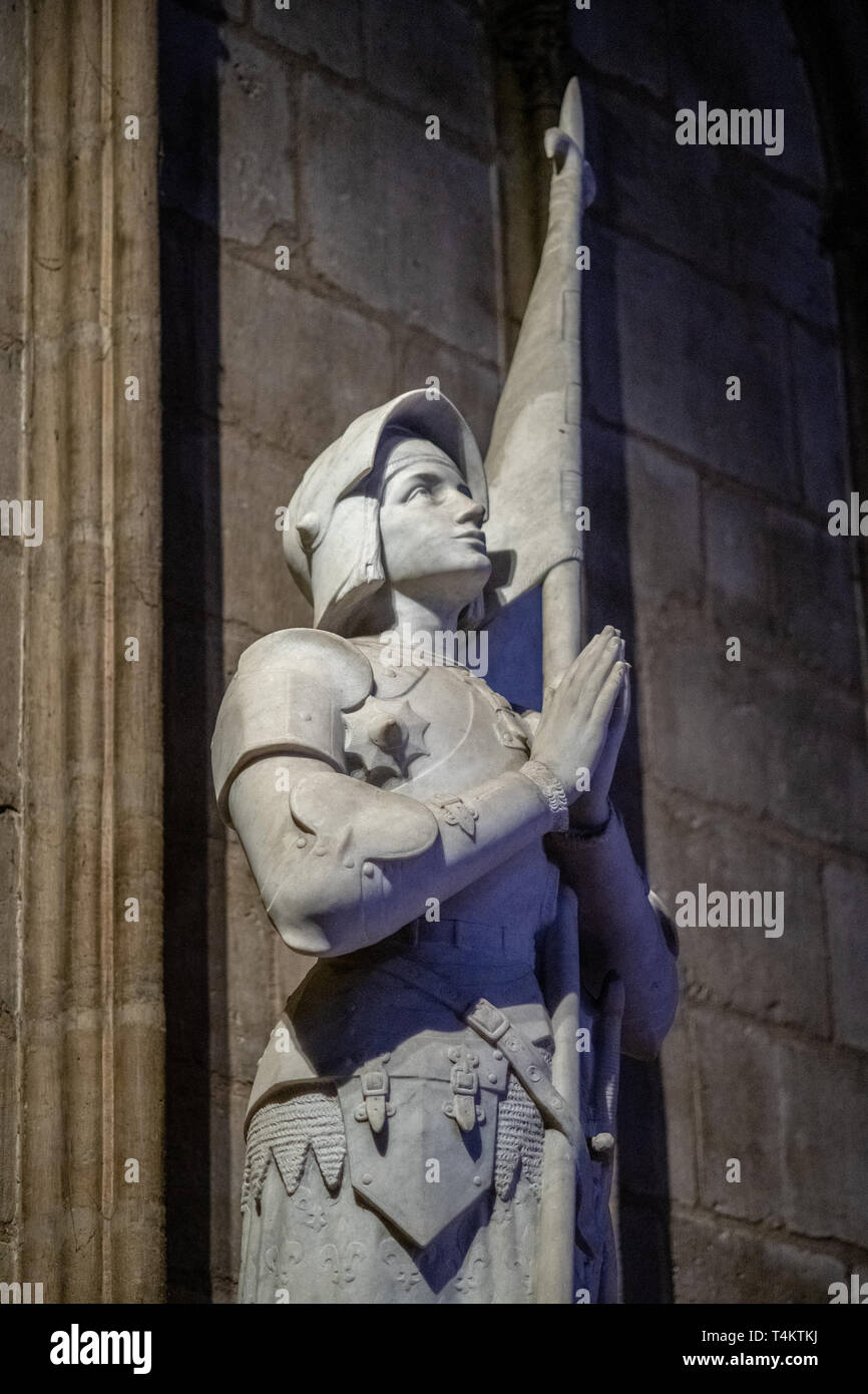 19th-century statute of Joan of Arc by Charles Desvergnes inside Notre ...
