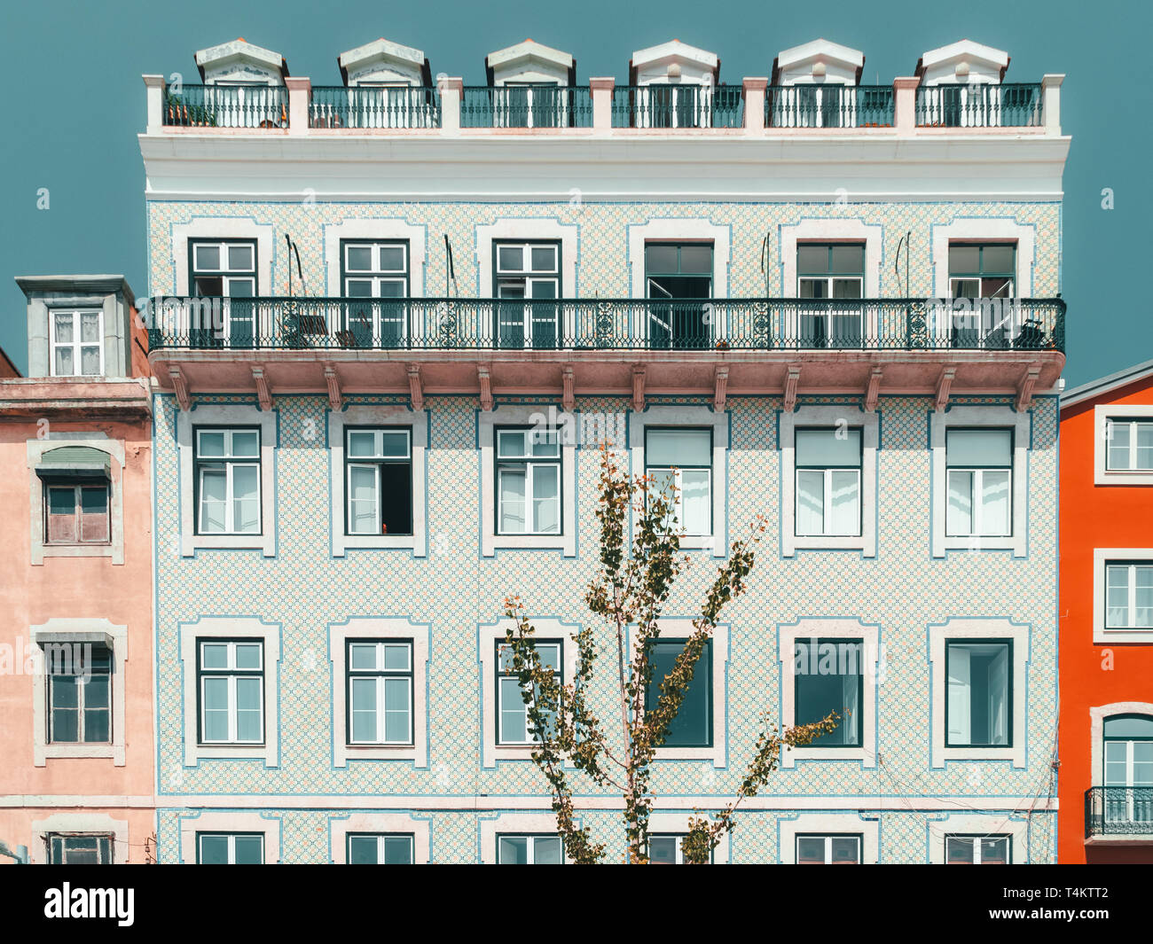 Colorful Apartment Building Facade In Lisbon, Portugal Stock Photo - Alamy