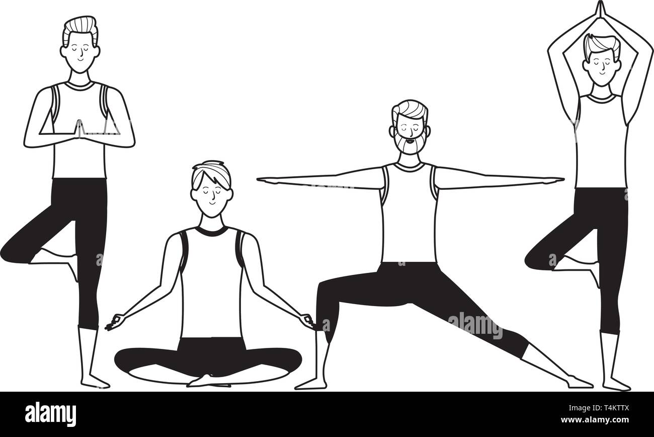 men yoga poses black and white Stock Vector Image & Art - Alamy