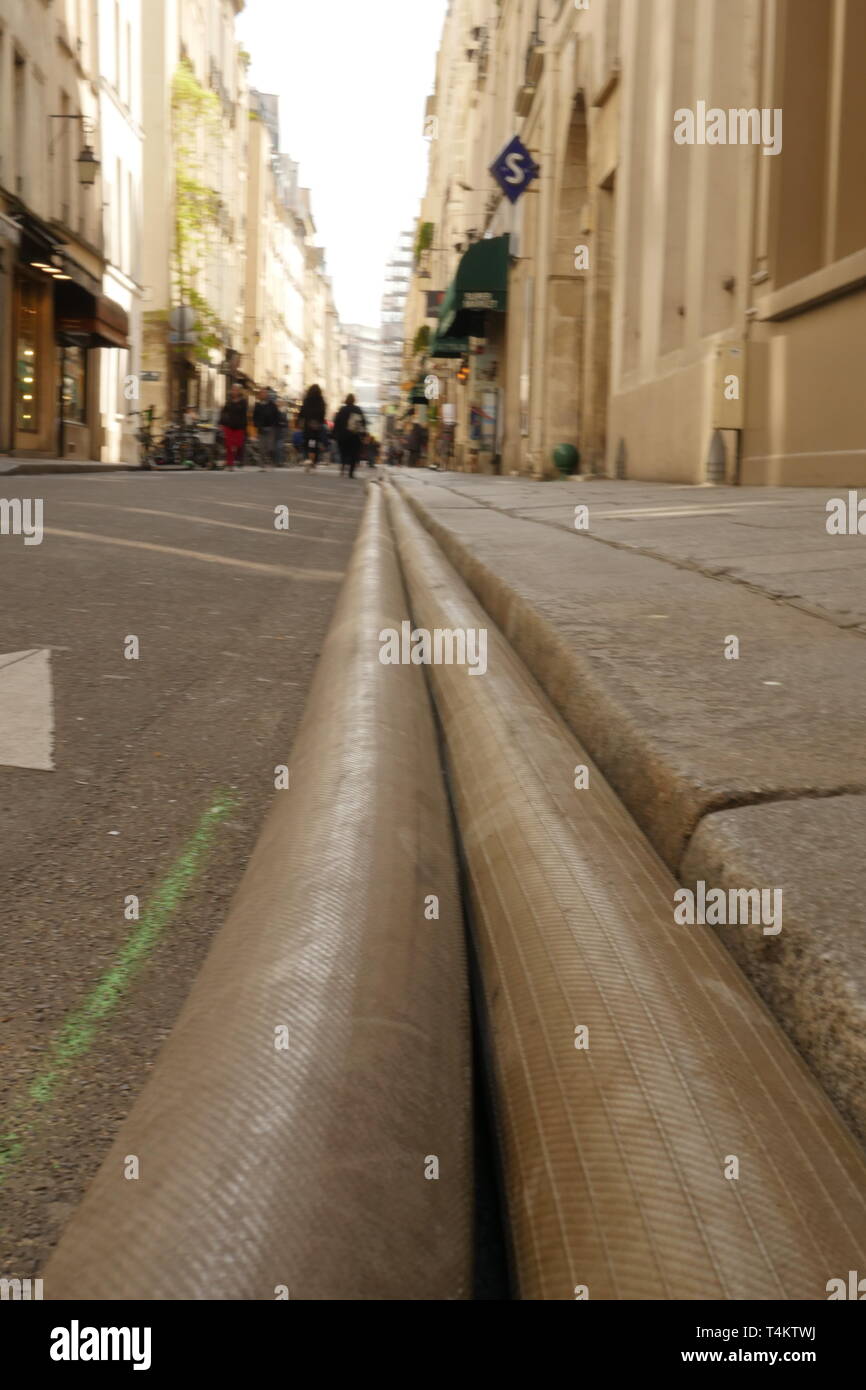 Hose pipes leading to Notre Dame cathedral in Paris after the fire ...