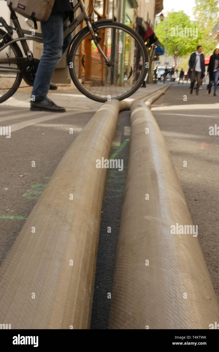 Hose pipes leading to Notre Dame cathedral in Paris after the fire ...