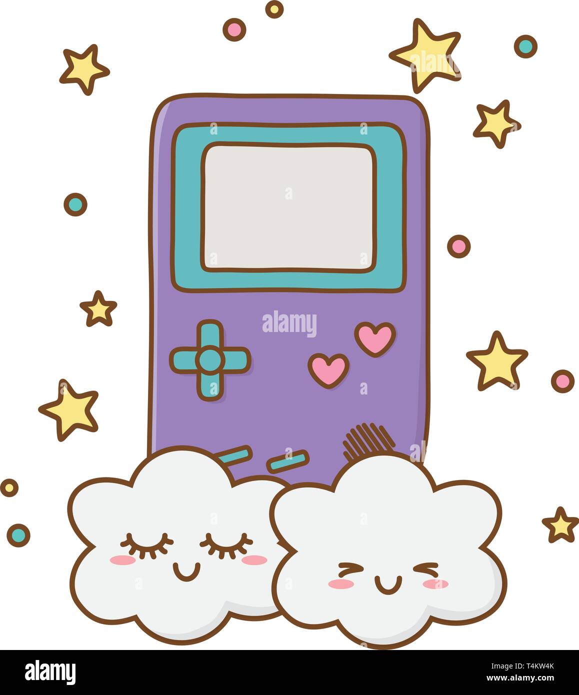 game boy and clouds icon cartoon vector illustration graphic design ...