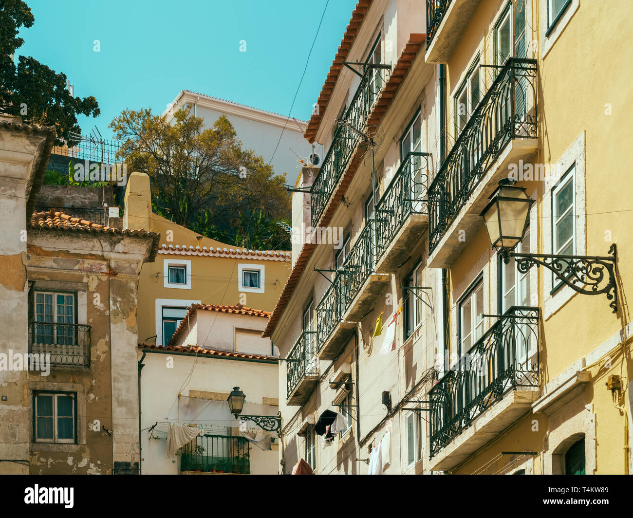 Colorful Apartment Building Facade In Lisbon, Portugal Stock Photo - Alamy