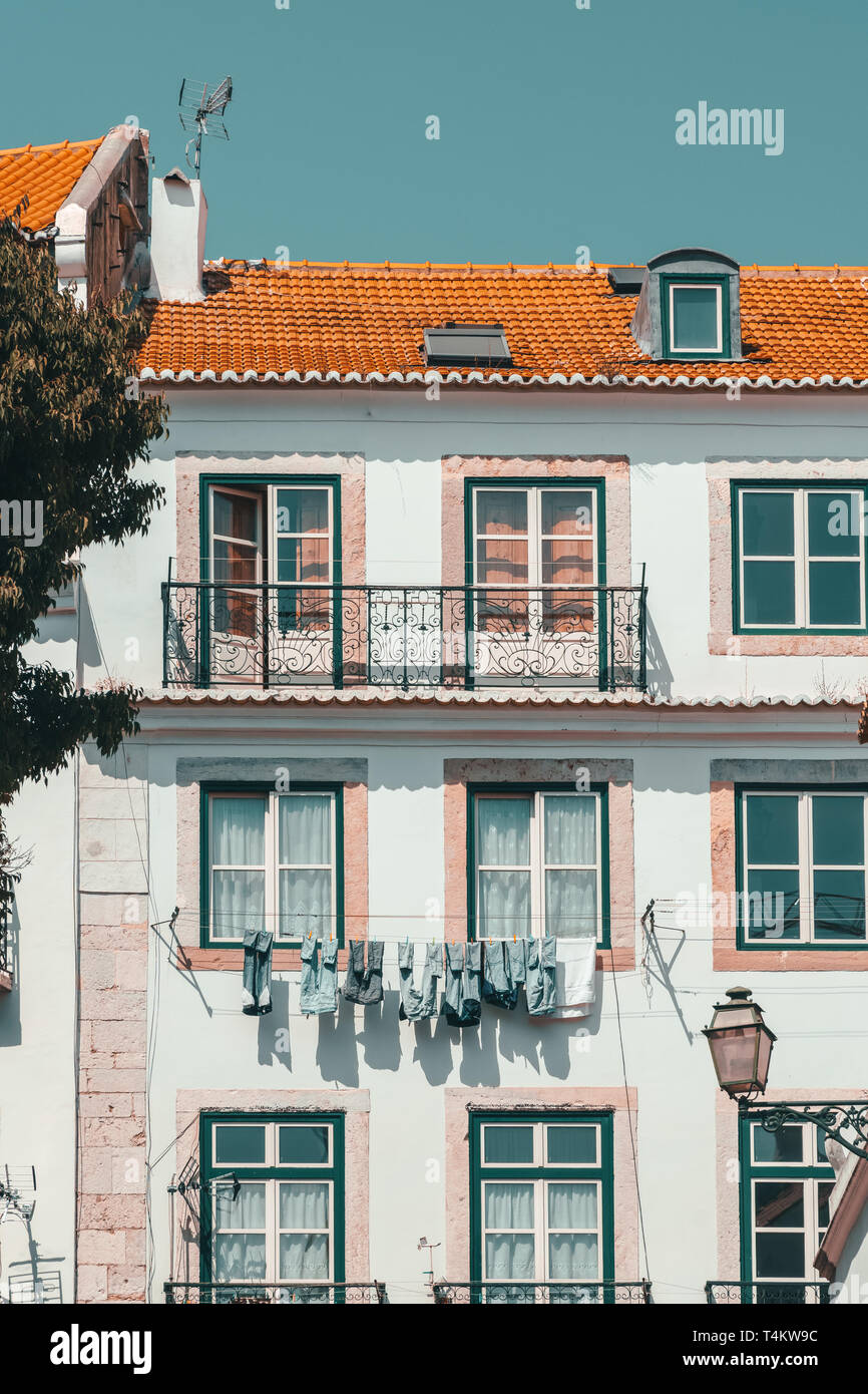 Colorful Apartment Building Facade In Lisbon, Portugal Stock Photo - Alamy