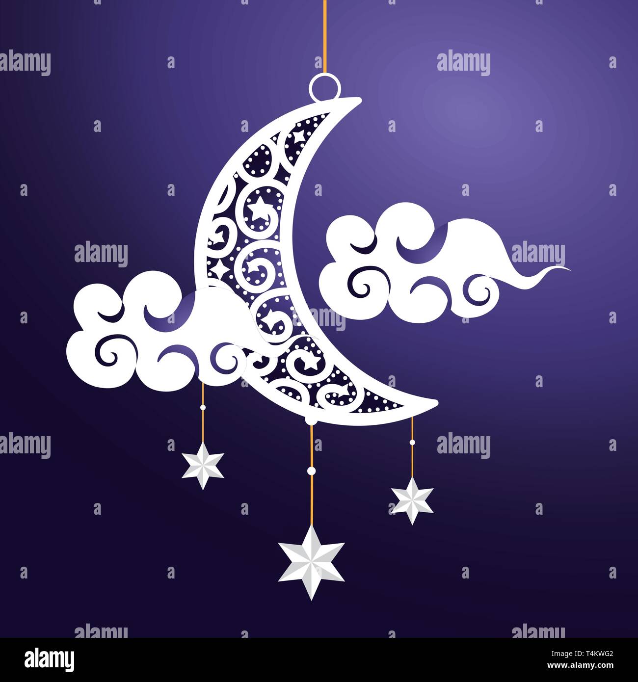 waning moon with clouds icon cartoon vector illustration graphic design ...