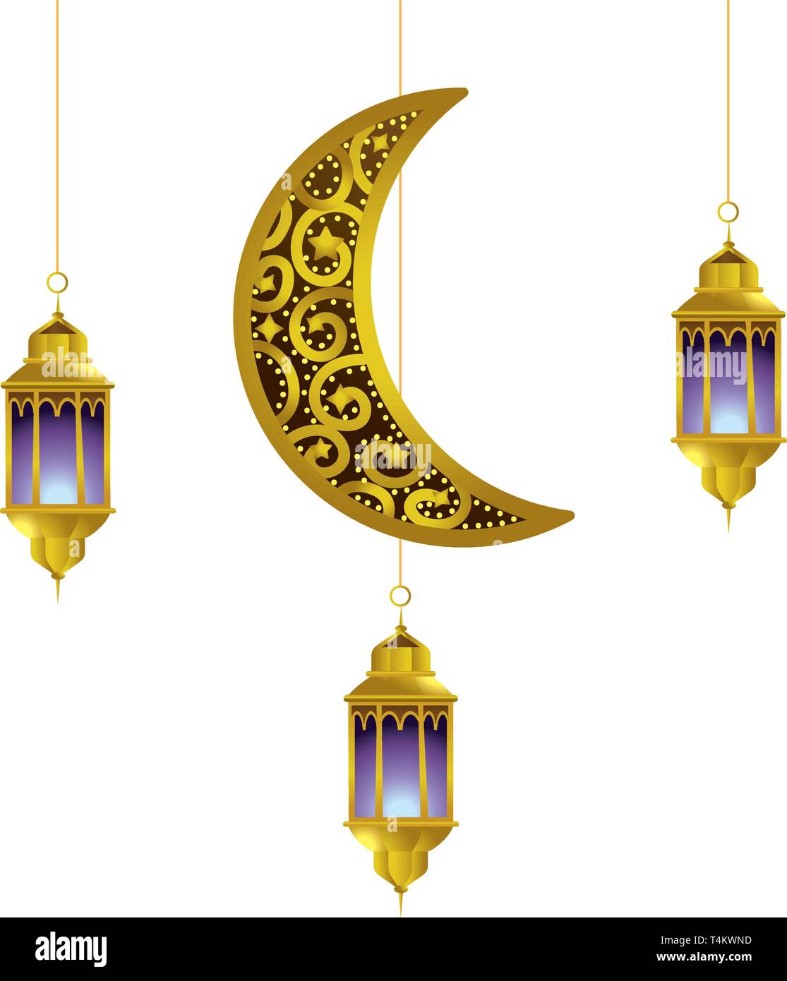 hanging lamp and moon icon cartoon vector illustration graphic design ...