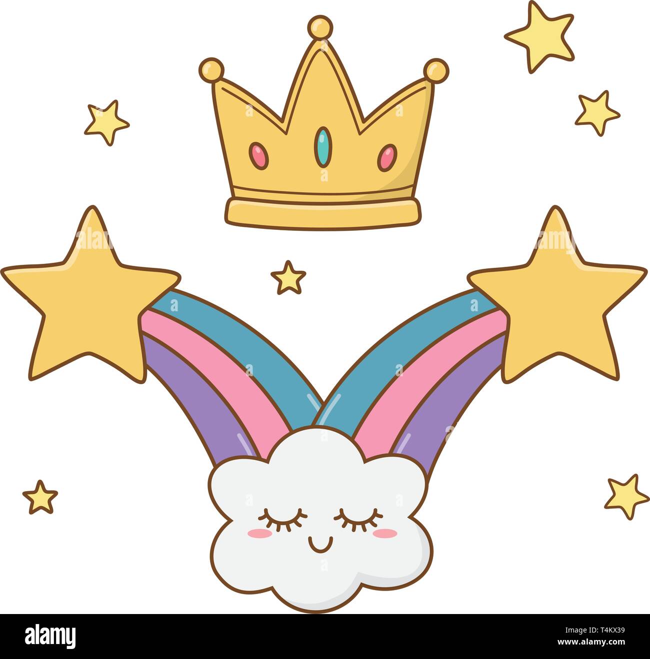 shooting stars and crown icon cartoon vector illustration graphic ...
