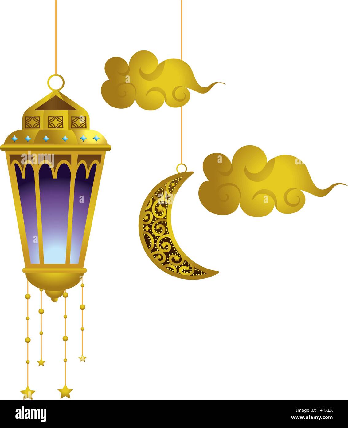 hanging lamp moon and clouds icon cartoon vector illustration graphic ...