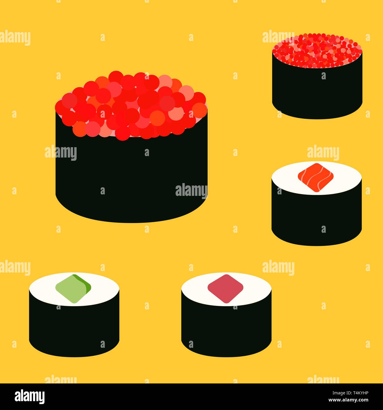 Sushi icons set. Asian food. Flat style food. Vector illustration Stock ...