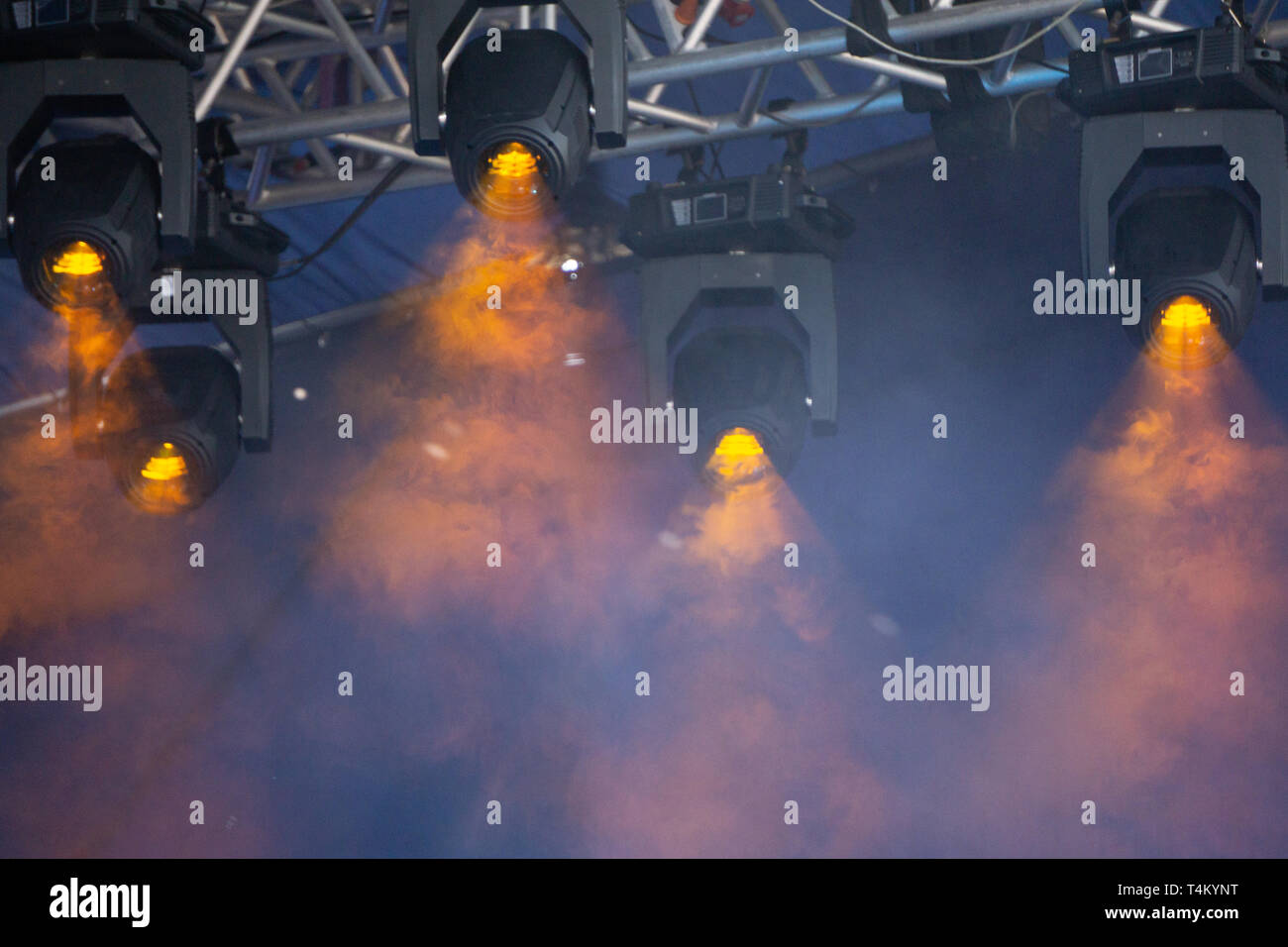 Blue Stage Lights, light show at the Concert Stock Photo - Alamy