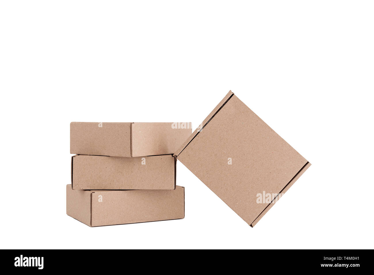 Stack of craft paper boxes isolated on white Stock Photo - Alamy