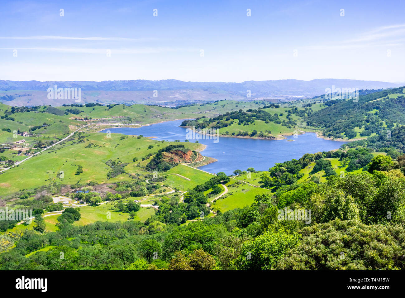 Aerial view of Calero reservoir, Calero county park, Santa Clara county ...