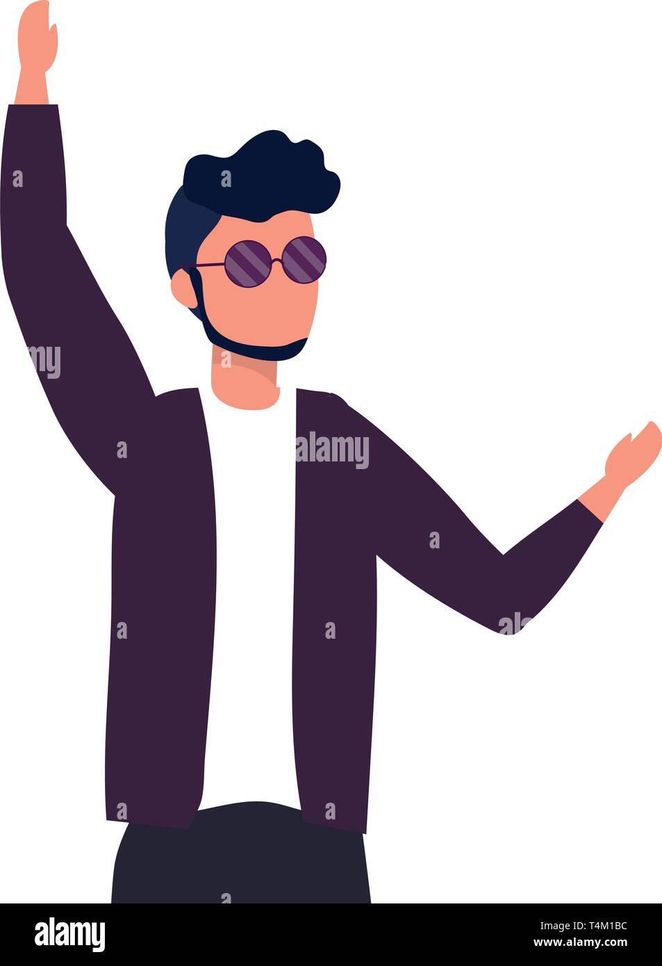 human man upper body wearing sunglasses raised hands cartoon vector ...