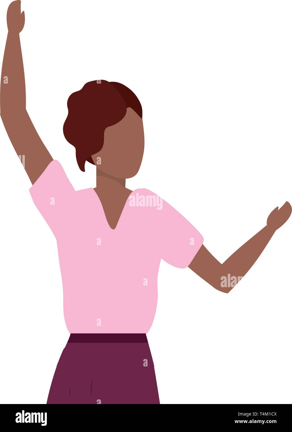 human young woman body raised hands cartoon vector illustration graphic ...