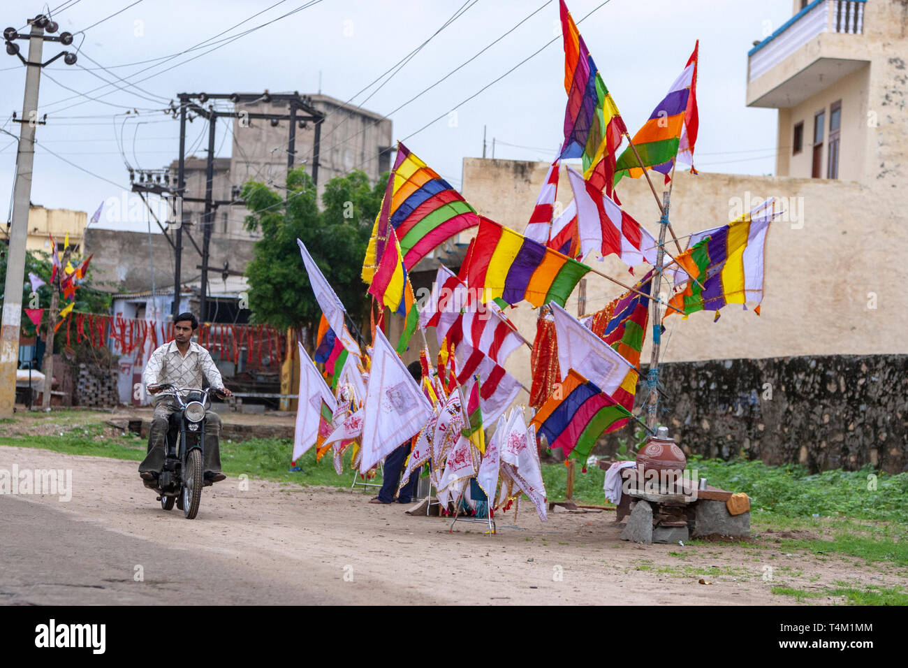 Flags for Pilgrims in Rajasthan, India Stock Photo - Alamy