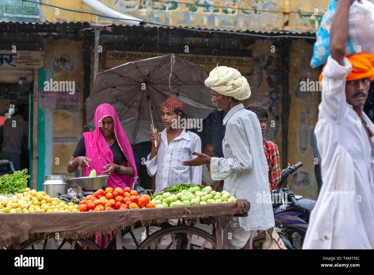 Local buying vegetable food market cart in Rajasthan, India Stock Photo ...