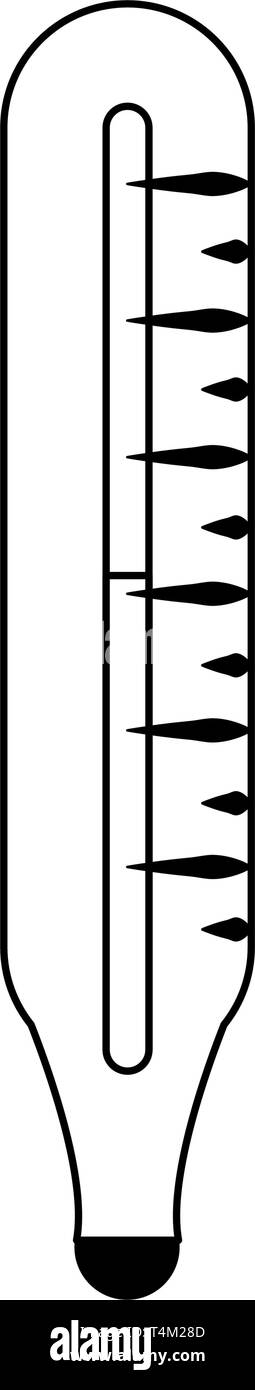 Thermometer medical symbol isolated in black and white Stock Vector ...