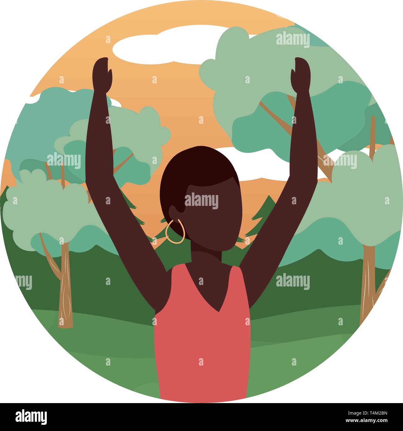 human young woman upper body raised hands cartoon vector illustration ...